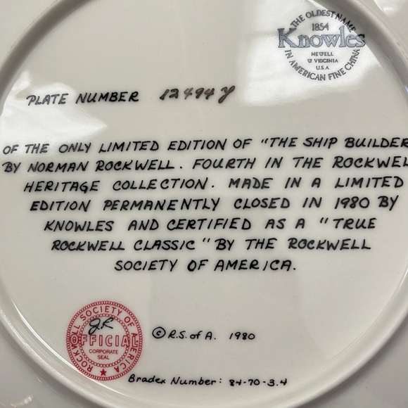 Knowles Fine China | Accents | Norman Rockwell The Ship Builder Plate ...